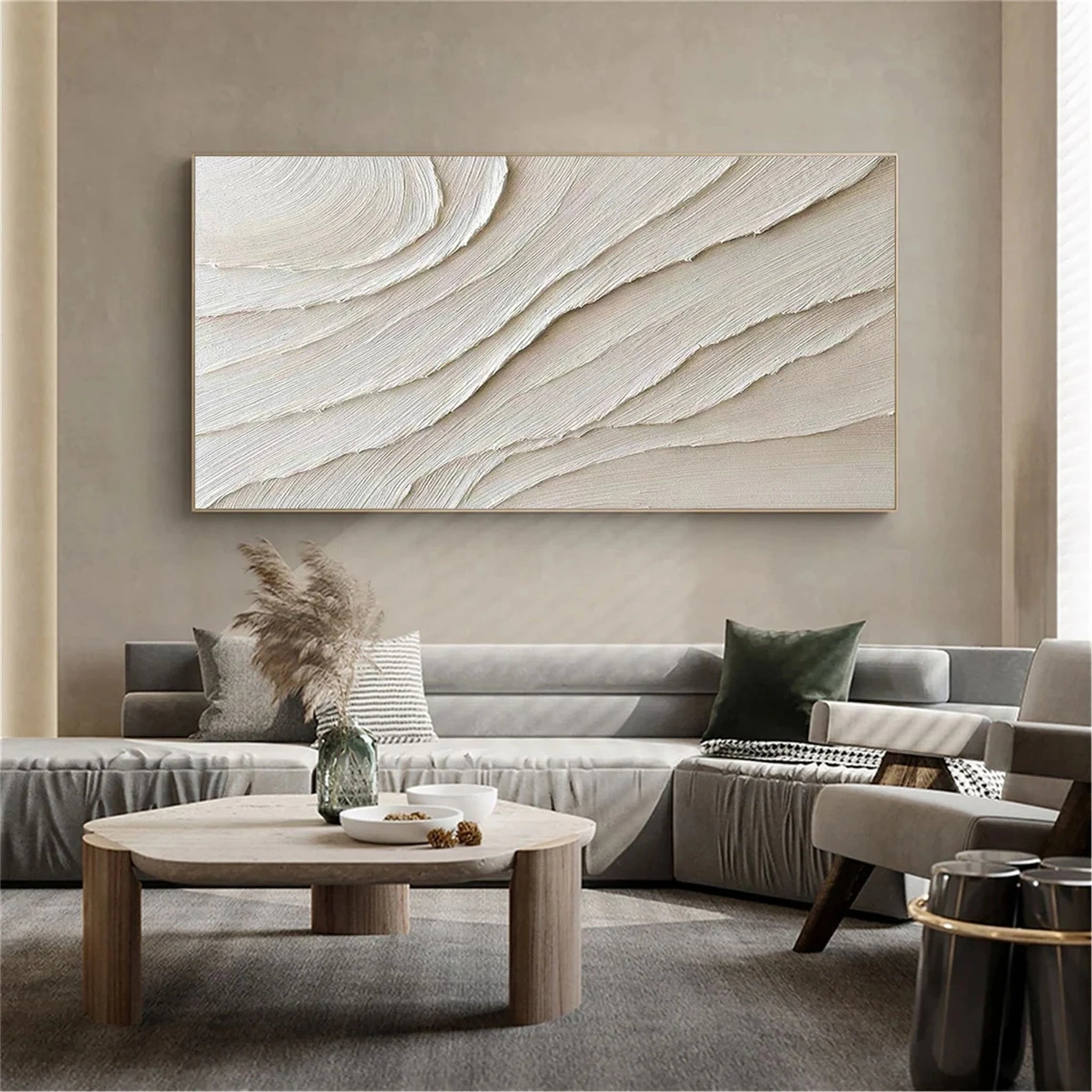 Minimalist Plaster Art Sea Slap Painting Wall Decor Large Canvas #MM105