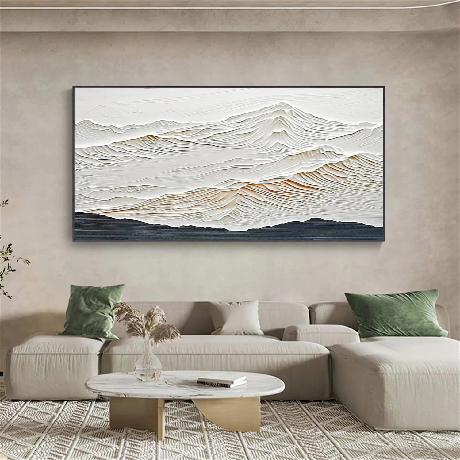 Minimalist Plaster Art Sea Slap Painting Wall Decor Large Canvas #MM220