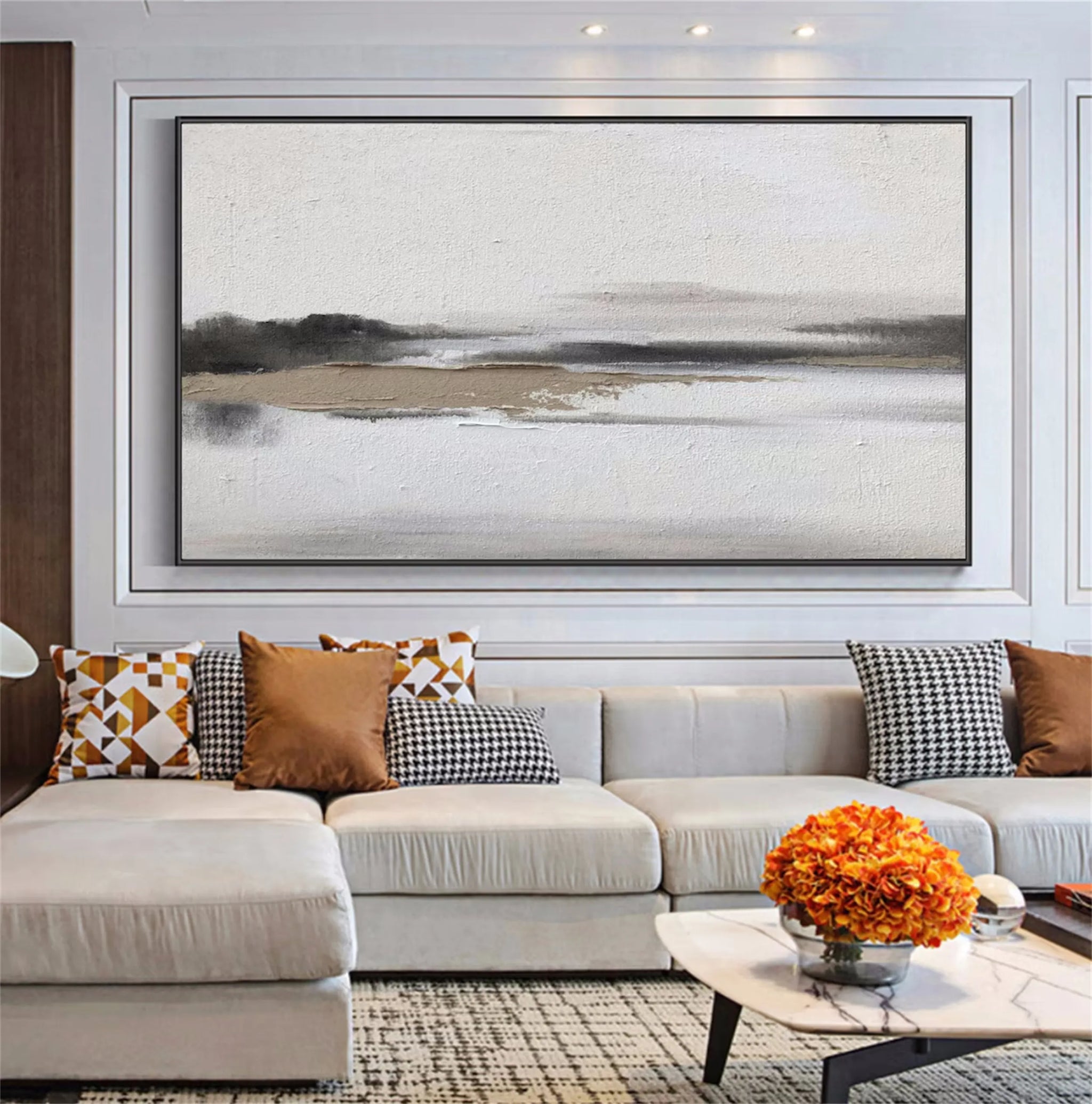 Living Room Abstract Brown texture wall painting, wabi-Sabi abstract ...