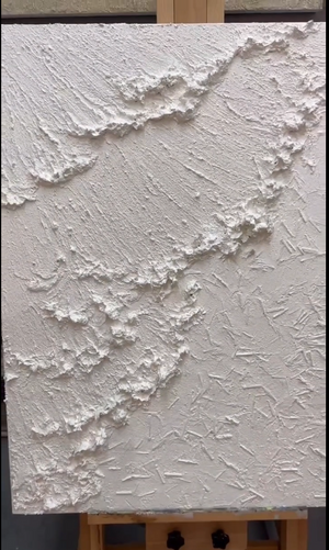 Plaster Art White Minimalist Large Painting for Room Decor #MM070