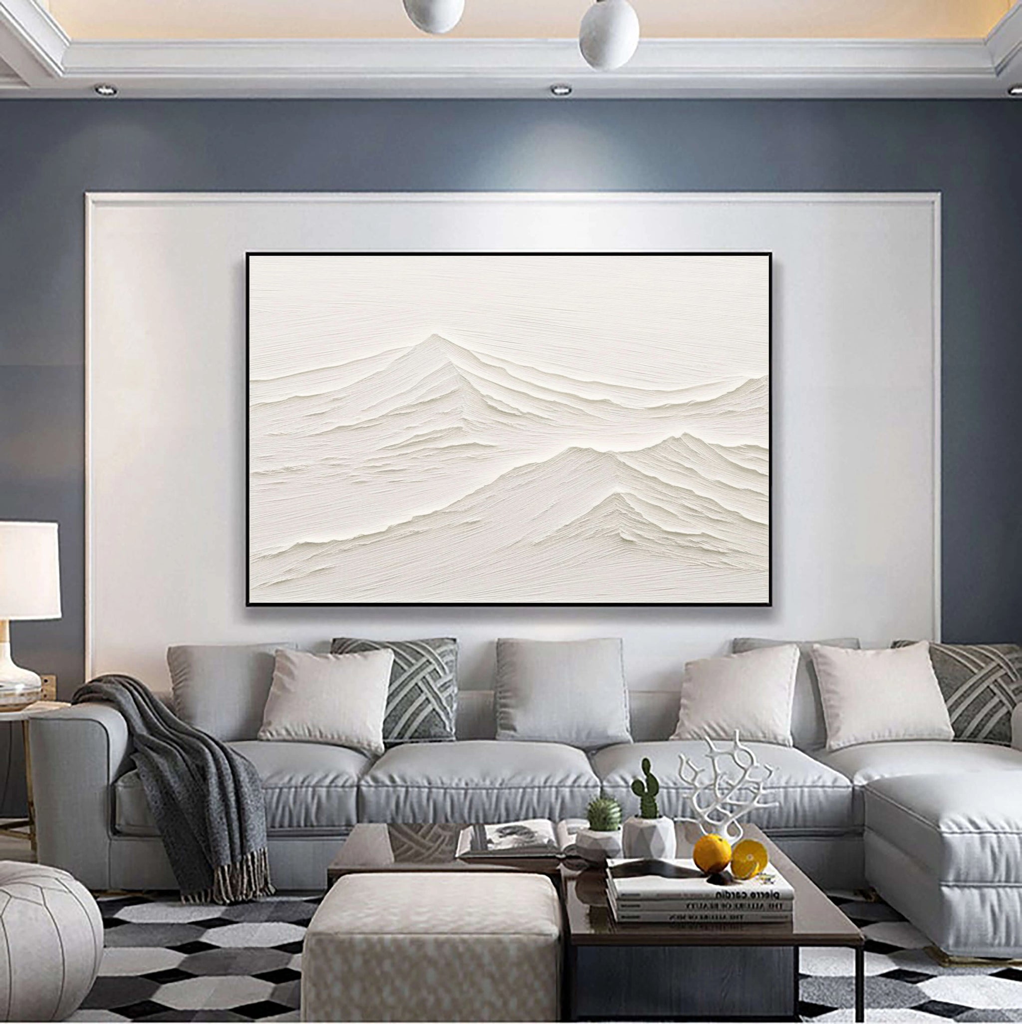 Minimalist Plaster Art Sea Slap Painting Wall Decor Large Canvas #MM071