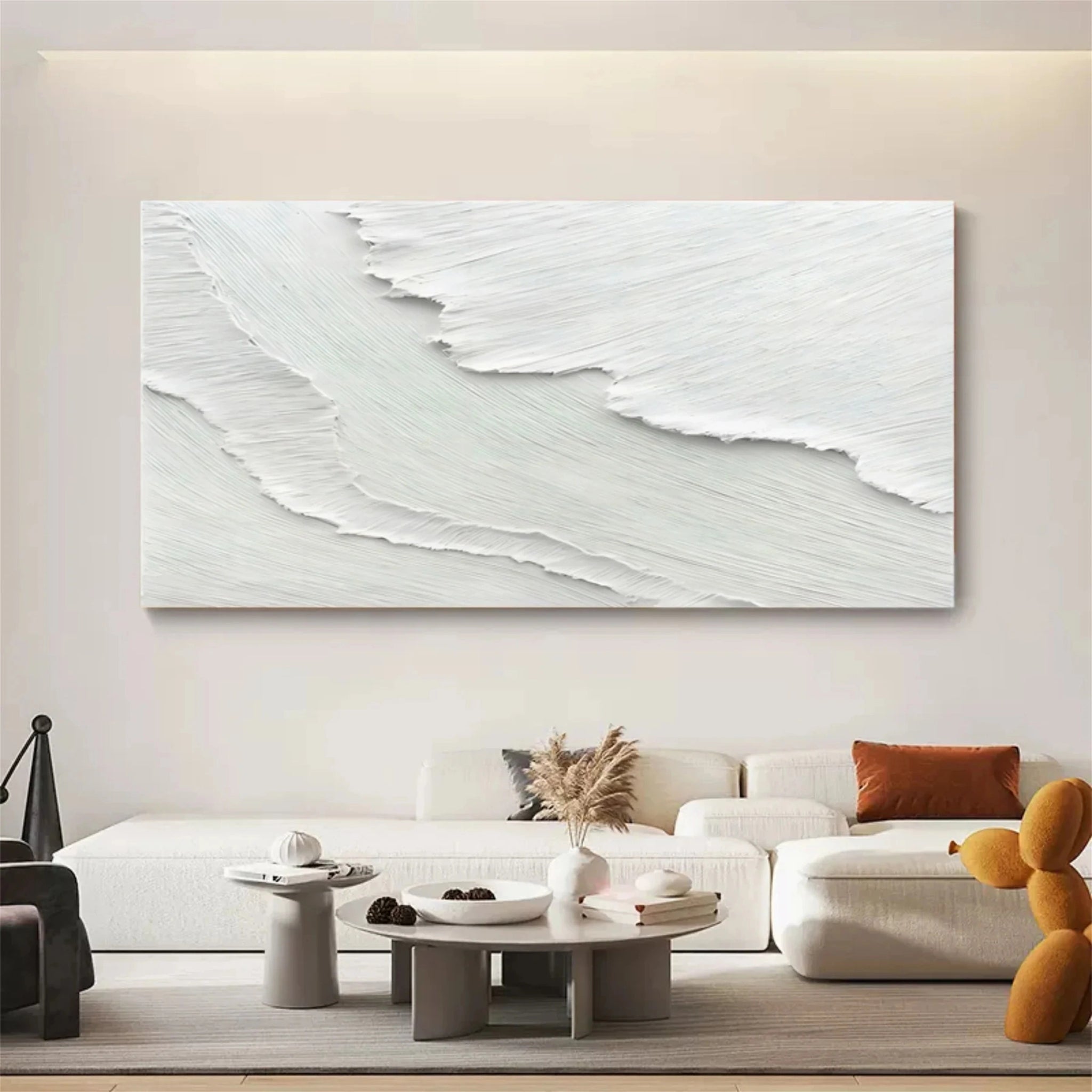 Minimalist Plaster Art Sea Slap Painting Wall Decor Large Canvas #MM098