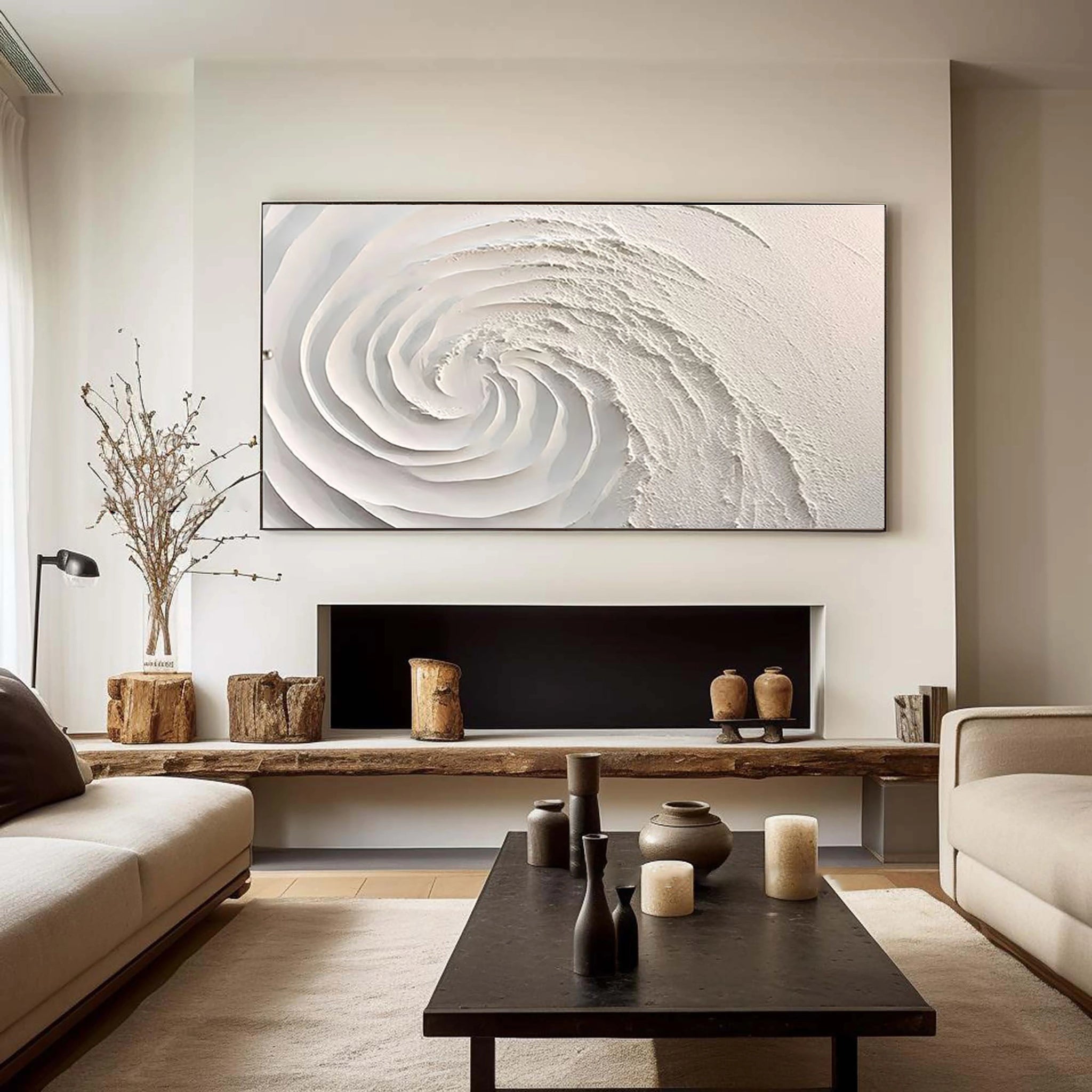 Minimalist Plaster Art Sea Slap Painting Wall Decor Large Canvas #MM110